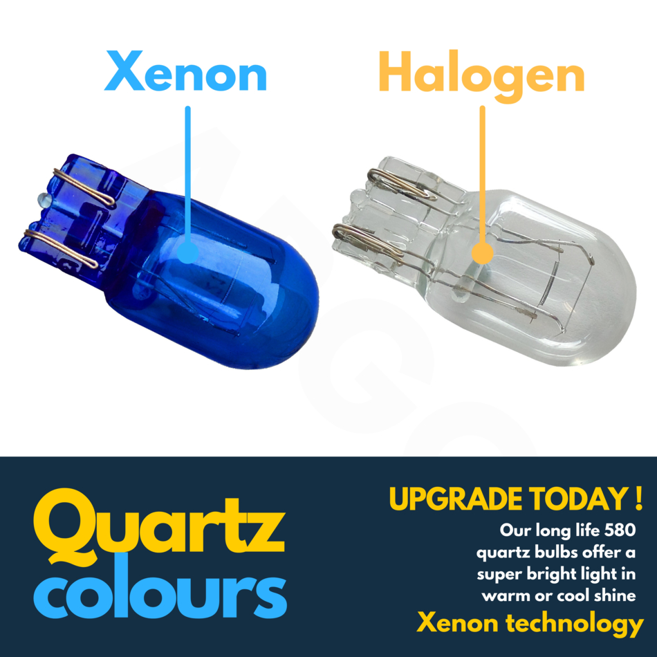 T20 7443 White Halogen 580 Bulbs Dual Filament DRL Side light Super W21 ...