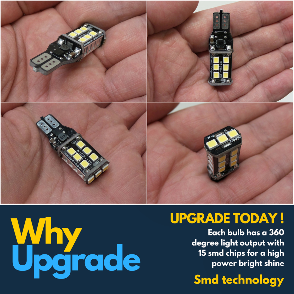 T15 W16W Reverse 921 955 Led Car Light Bulbs Xenon White Canbus Error ...