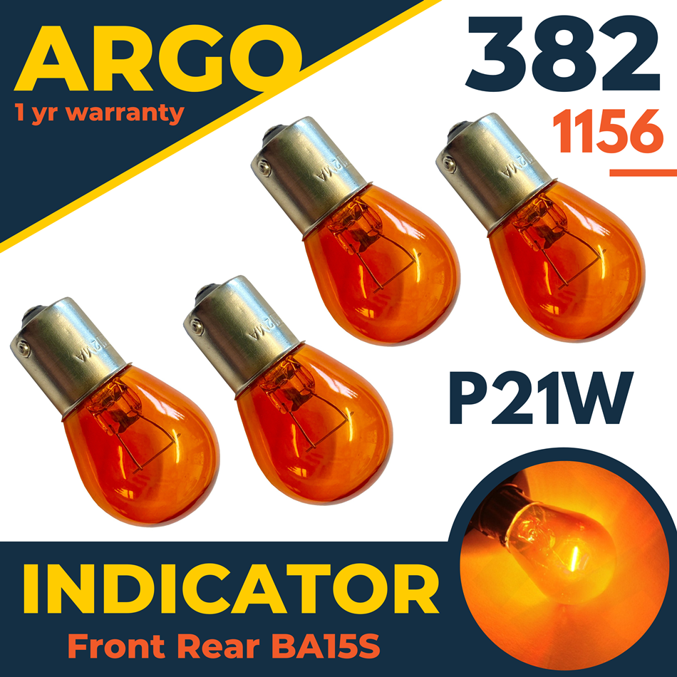 382 Indicator Ba15s P21w Orange Amber 1156 Light Bulbs Front Rear ...