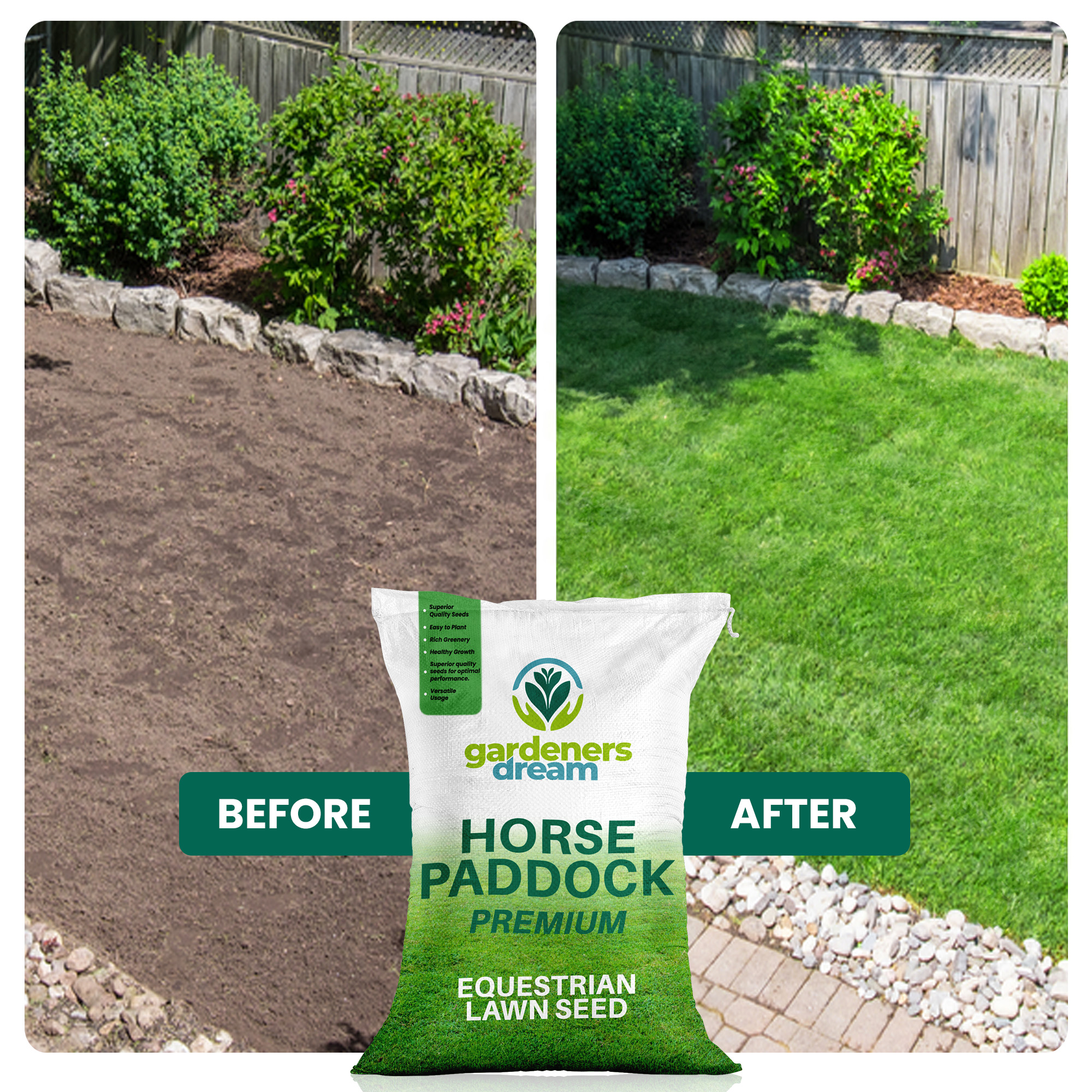 Gardener's Dream Horse Paddock Grass Seed - Fine-Blade, Durable, Equine ...