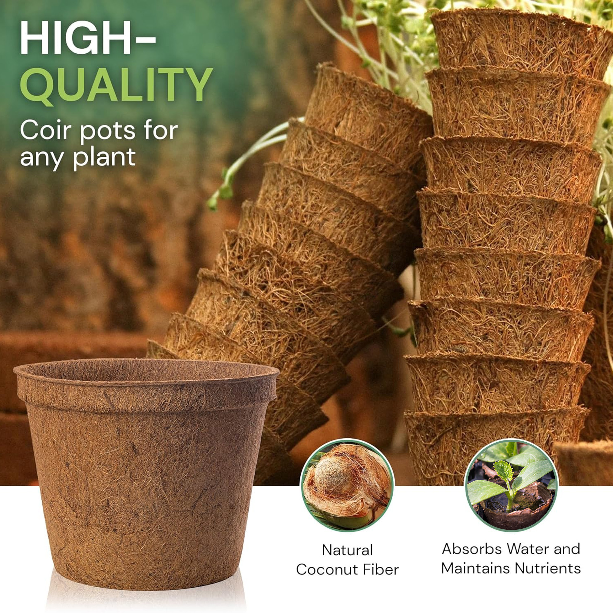 Biodegradable Coir Plant Pots Eco-Friendly Coconut Fibre for Seedlings ...