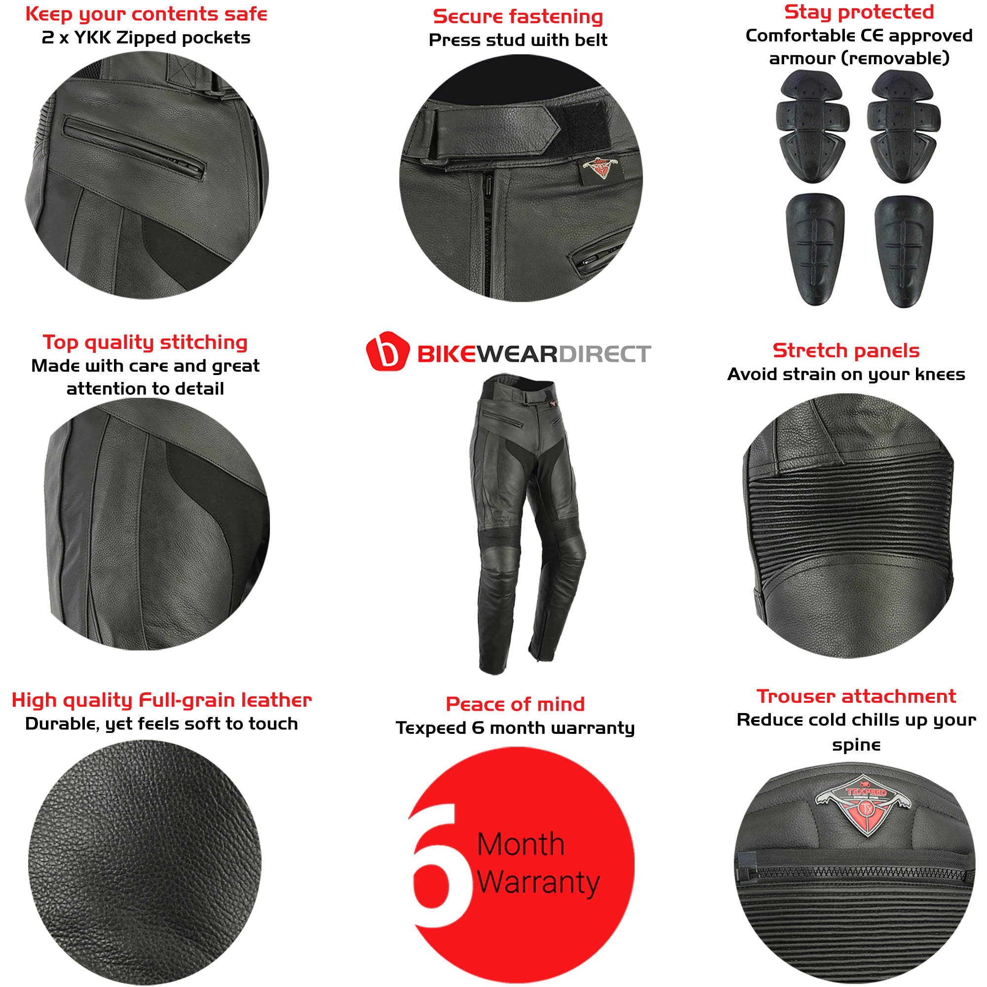 Leather Motorbike Motorcycle Trousers Sports Biker Mens Racing CE ...