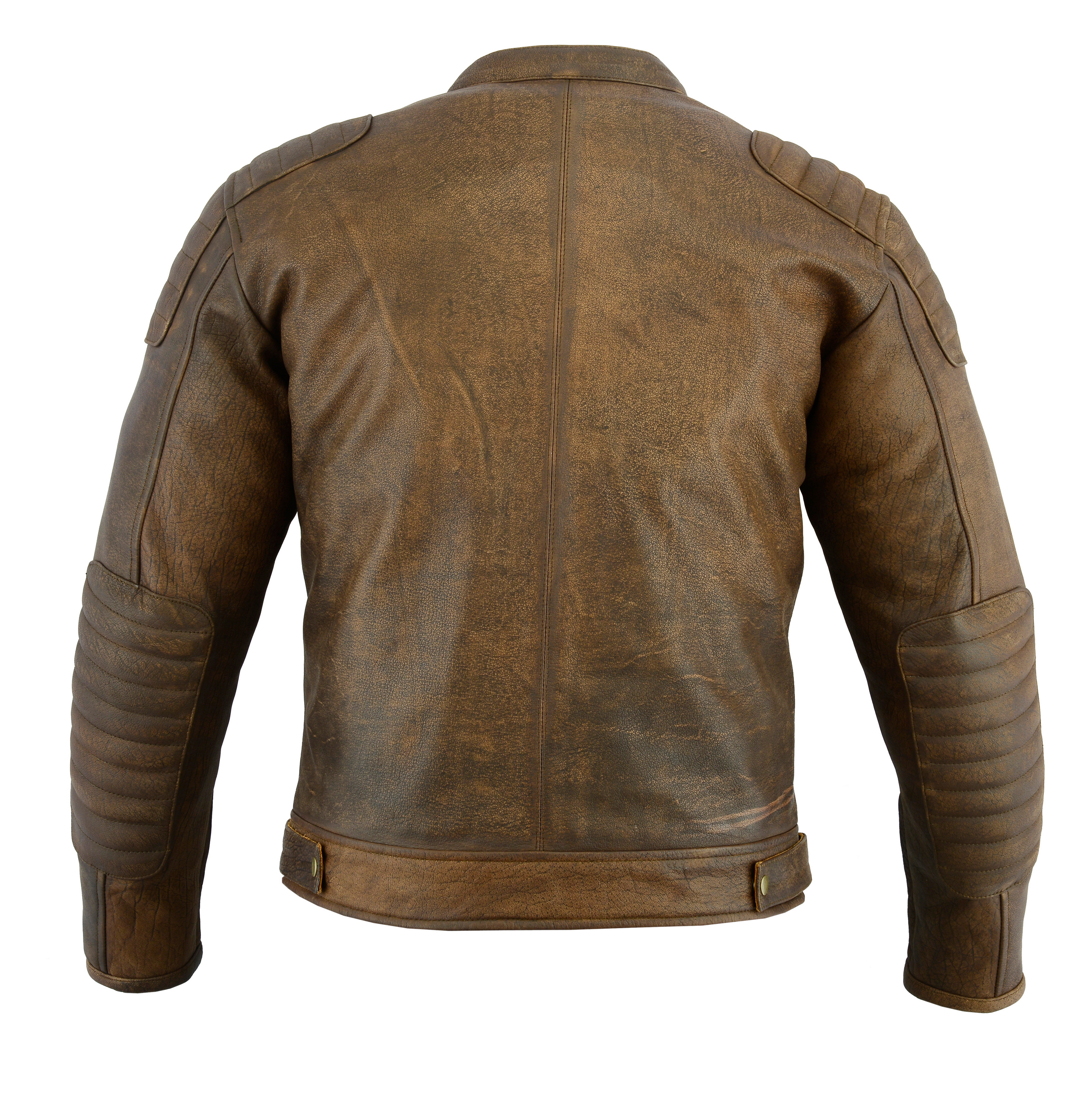 Leather Motorbike Motorcycle Jacket Short Biker Brown Distressed CE ...