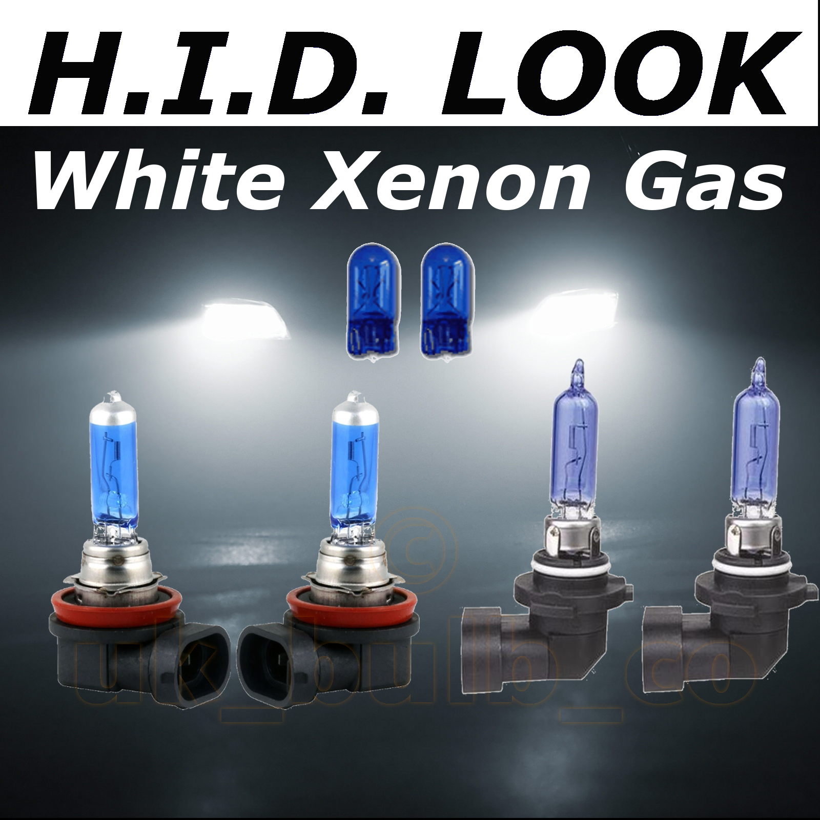 H11 HB3 100w White Xenon HID Look High Low Fog Beam Headlight Bulb Pack ...