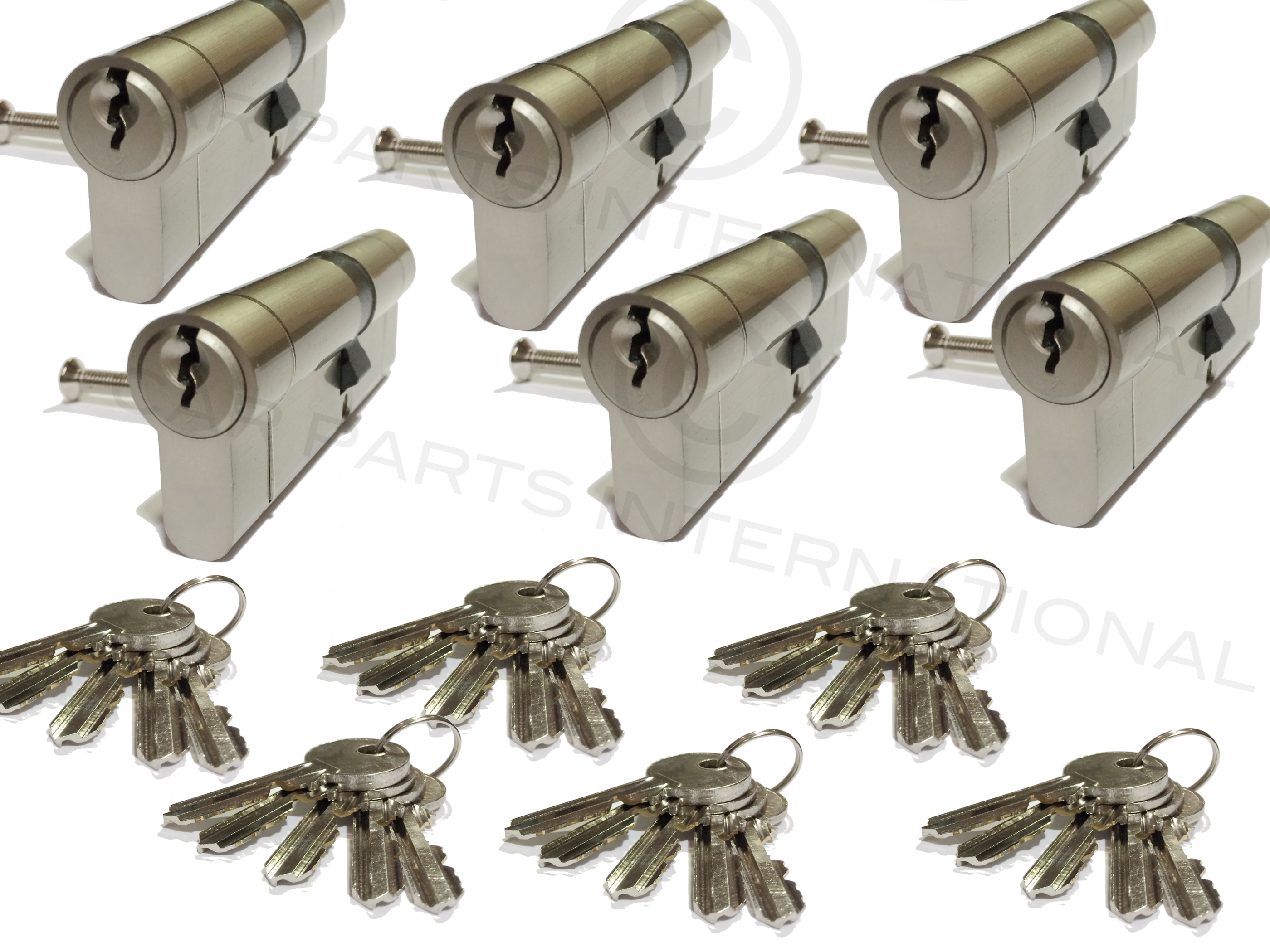NICKEL 40/45 Euro Lock Cylinder Hi-Secuirity 1-10 Locks MATCHING KEY ...
