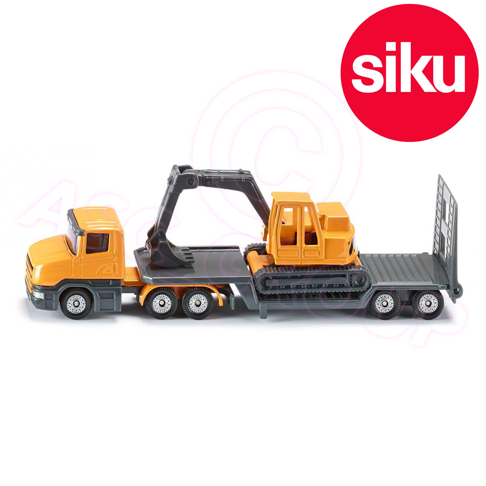 Siku 1611 Low Loader Truck with Excavator Digger Working Digger arm ...