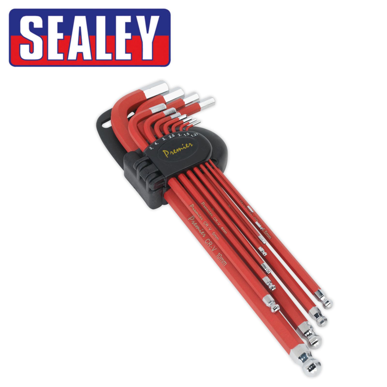 Sealey Extra-Long Ball End Hex Allen Key Set Metric Rubber Coated 1 ...