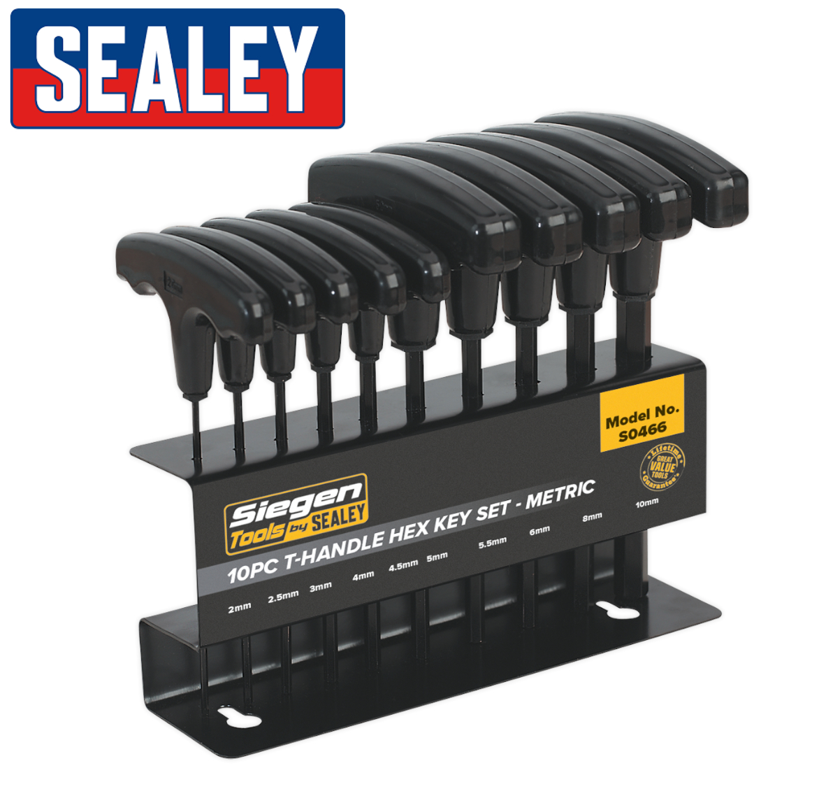 10pc T-Handle Hex Allen Key Set in Metal Stand Wall Mountable Siegen by ...