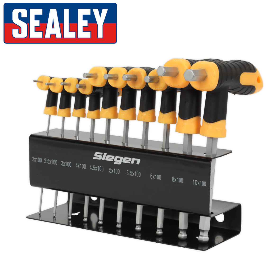10pc T-Handle Ball-End Hex Allen Key Set in Metal Stand Siegen by ...