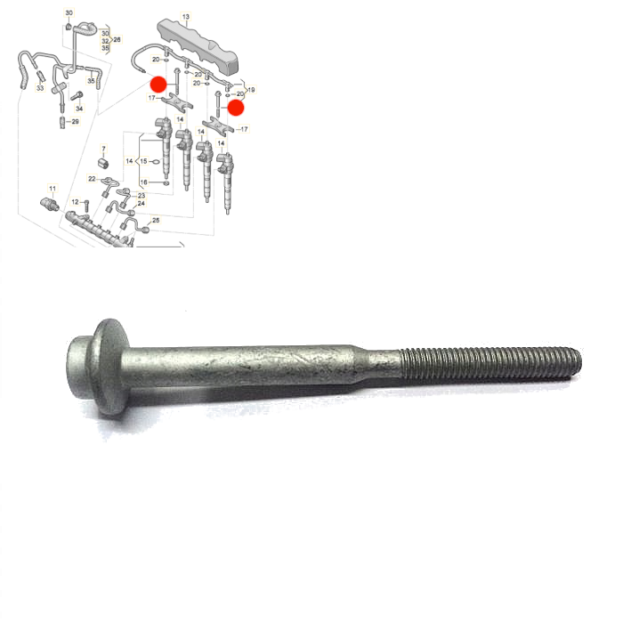 Injector Clamp Screw / Bolt - M6x105mm - fits Audi, Seat, Skoda, VW - 1 ...