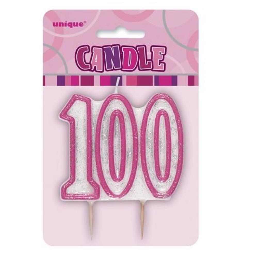 Pink Glitz Number 100 Candle 100th Birthday Cake Candles | Candles ...