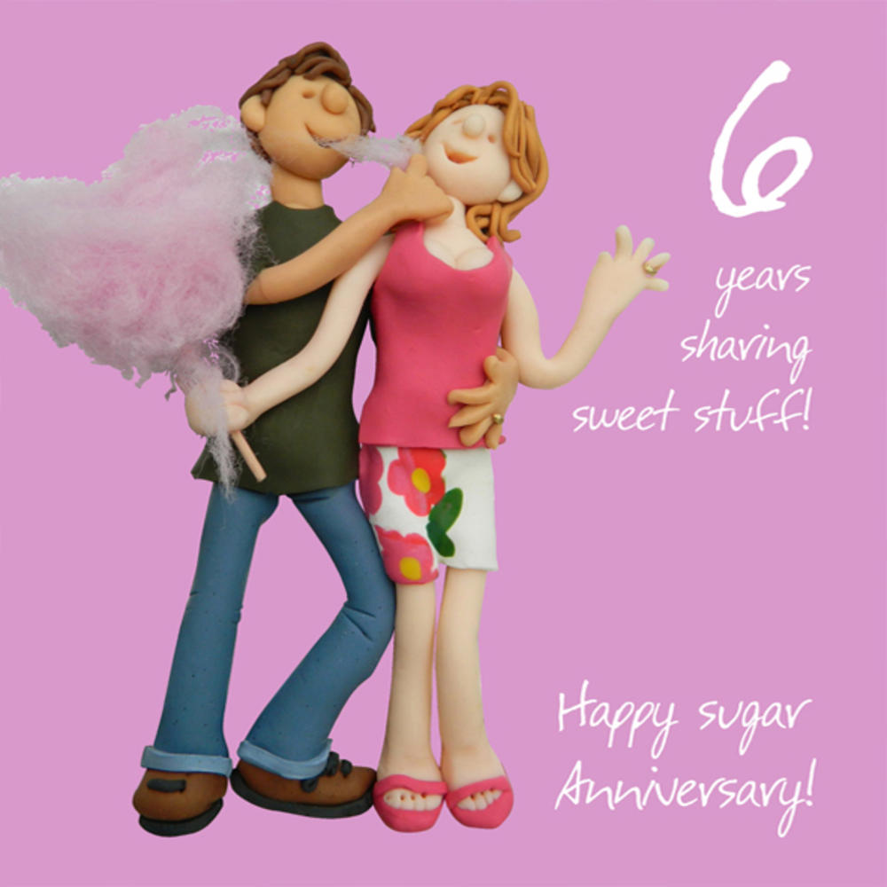 Happy 6th Sugar Anniversary Greeting Card One Lump Or Two Cards Happy 6th Sugar Anniversary Greeting Card One Lump Or Two Cards