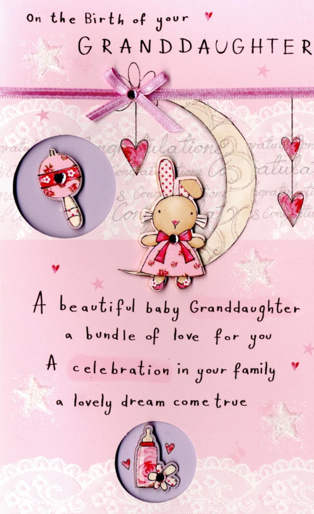 New Baby Granddaughter Embellished Greeting Card Cards Love Kates