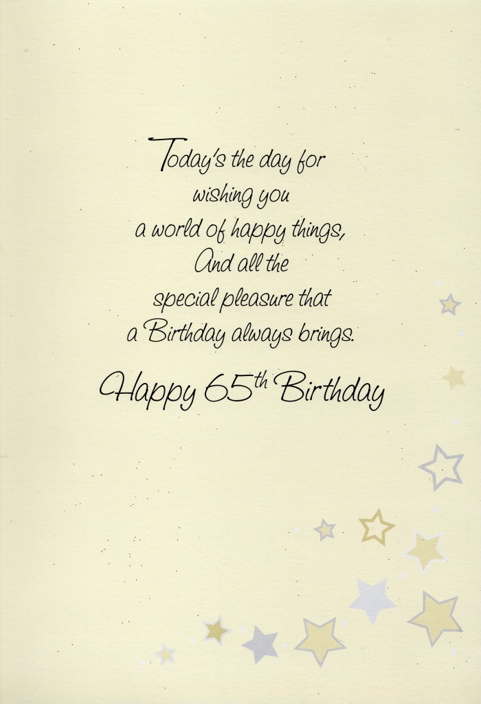Happy 65th Birthday Greeting Card Lovely Greetings Cards Nice Verse