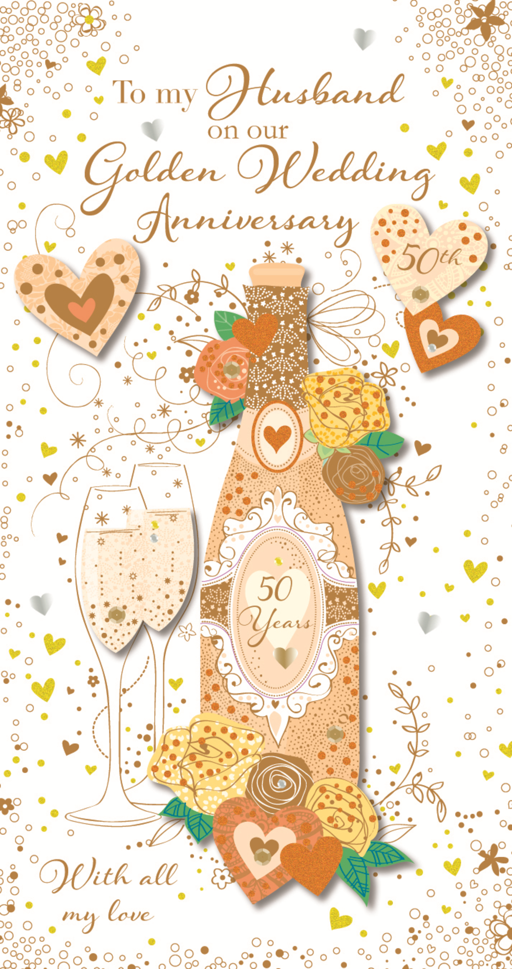 Husband Golden 50th Wedding Anniversary Greeting Card Cards Love Kates