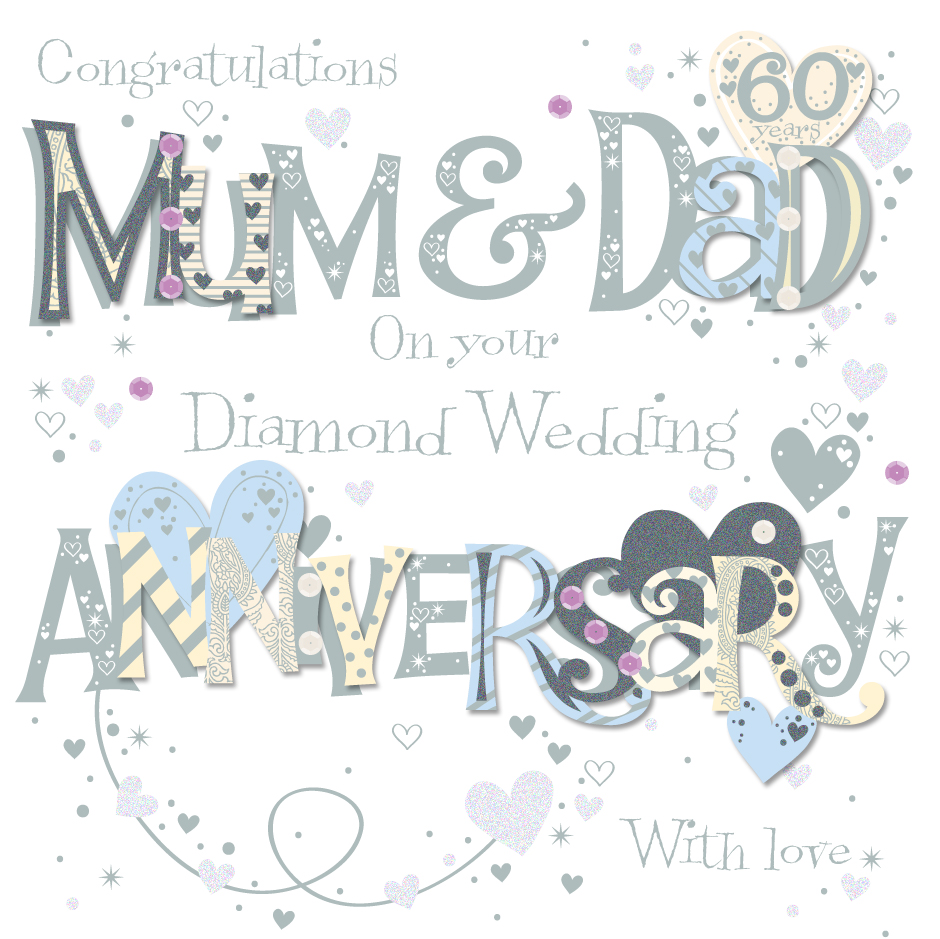 Mum Dad Diamond 60th Wedding Anniversary Greeting Card By Talking