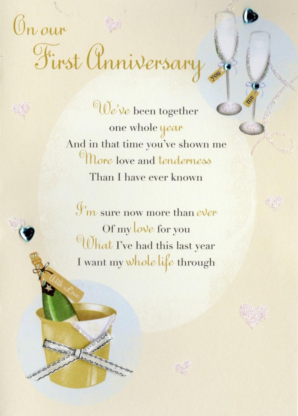 On Our First Anniversary Greeting Card Cards Love Kates