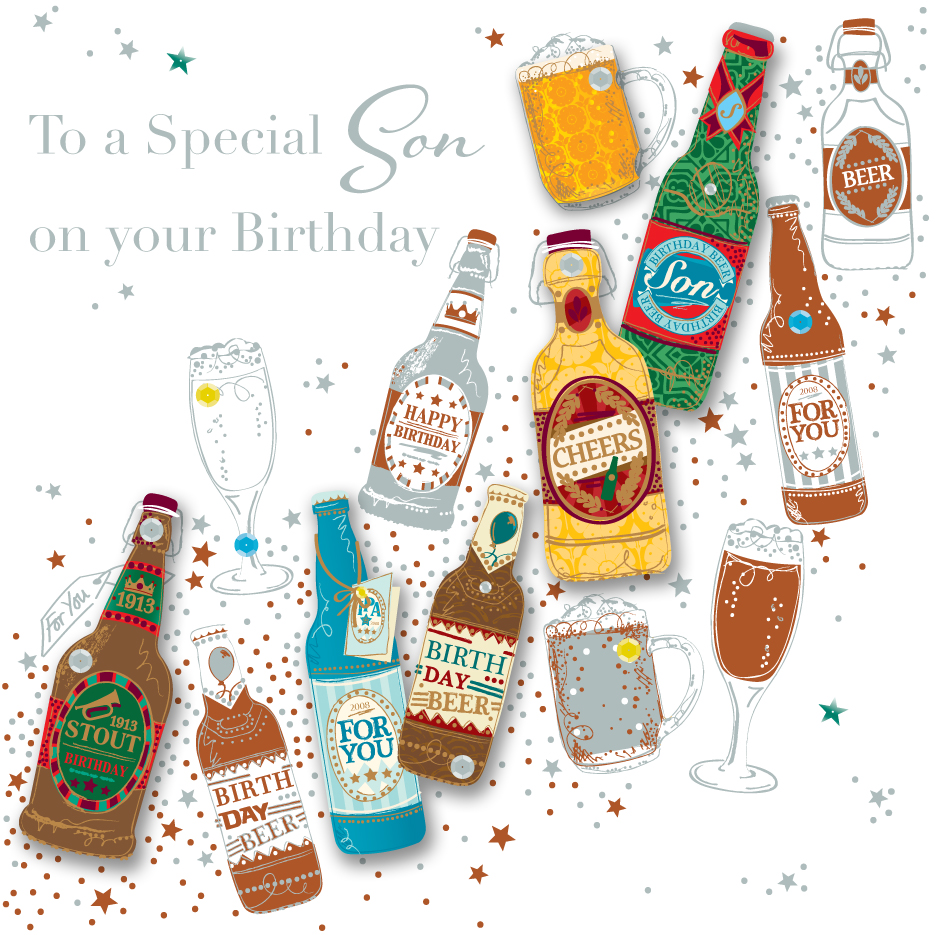 Son Birthday Handmade Embellished Greeting Card By Talking Pictures