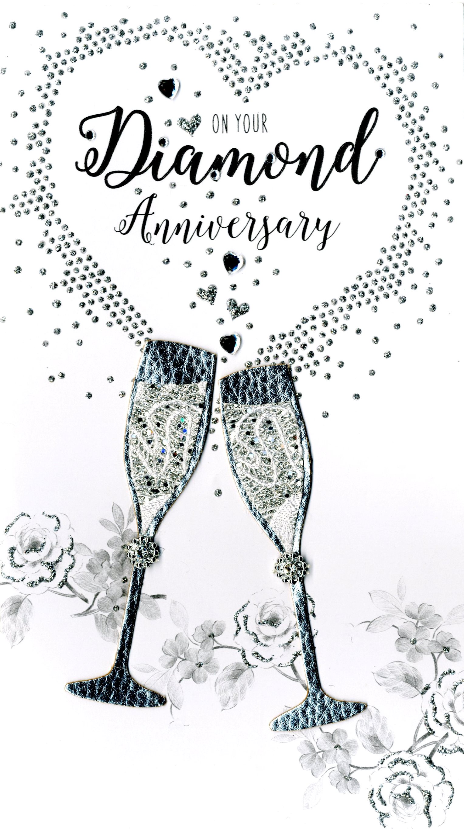 Diamond 60th Anniversary Greeting Card Hand Finished Champagne Range