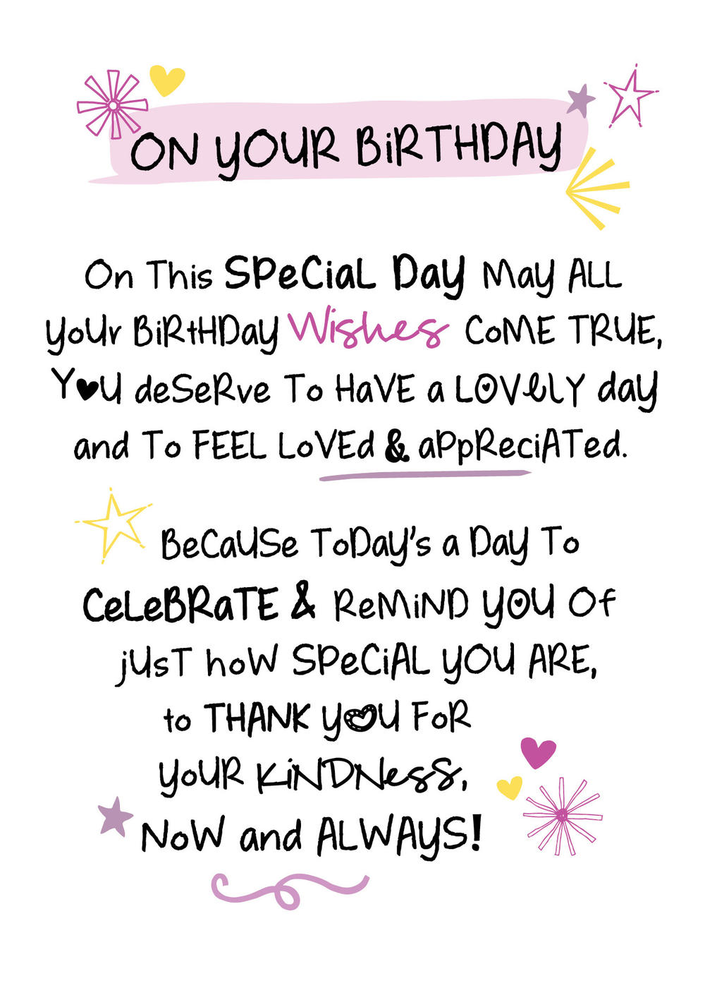 On Your Birthday Inspired Words Greeting Card Blank Inside Birthday Cards