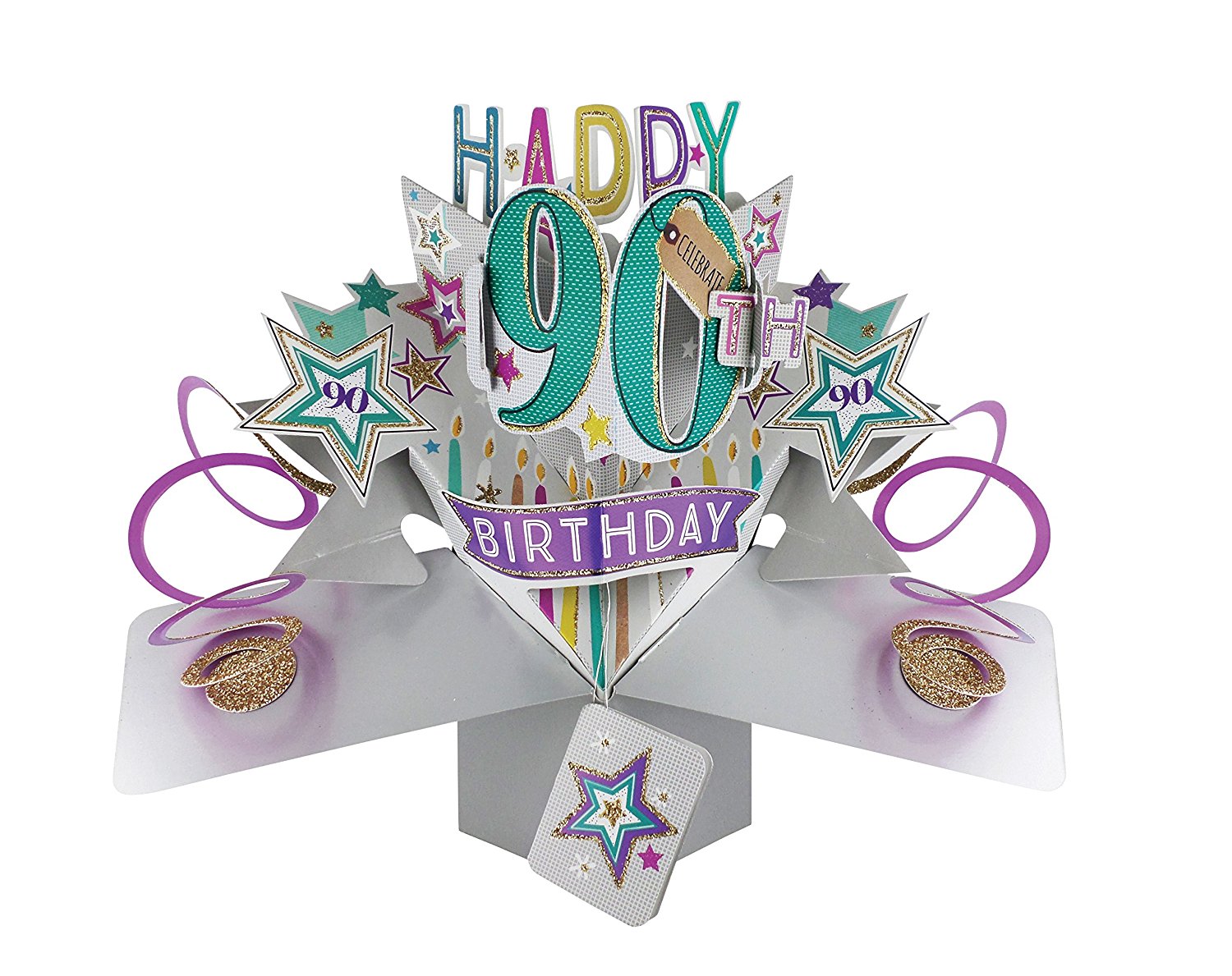 Happy 90th Birthday Pop Up Greeting Card Original Second Nature 3D Pop 