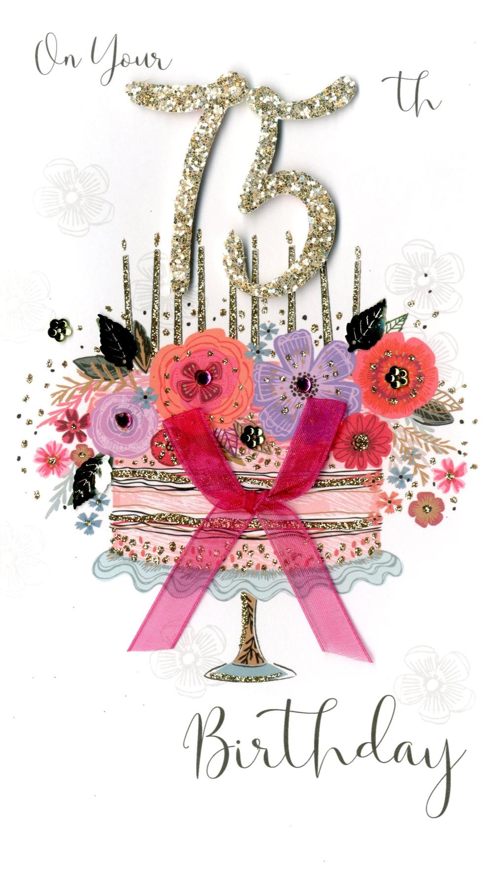 75th Birthday Greeting Card Hand Finished Cards