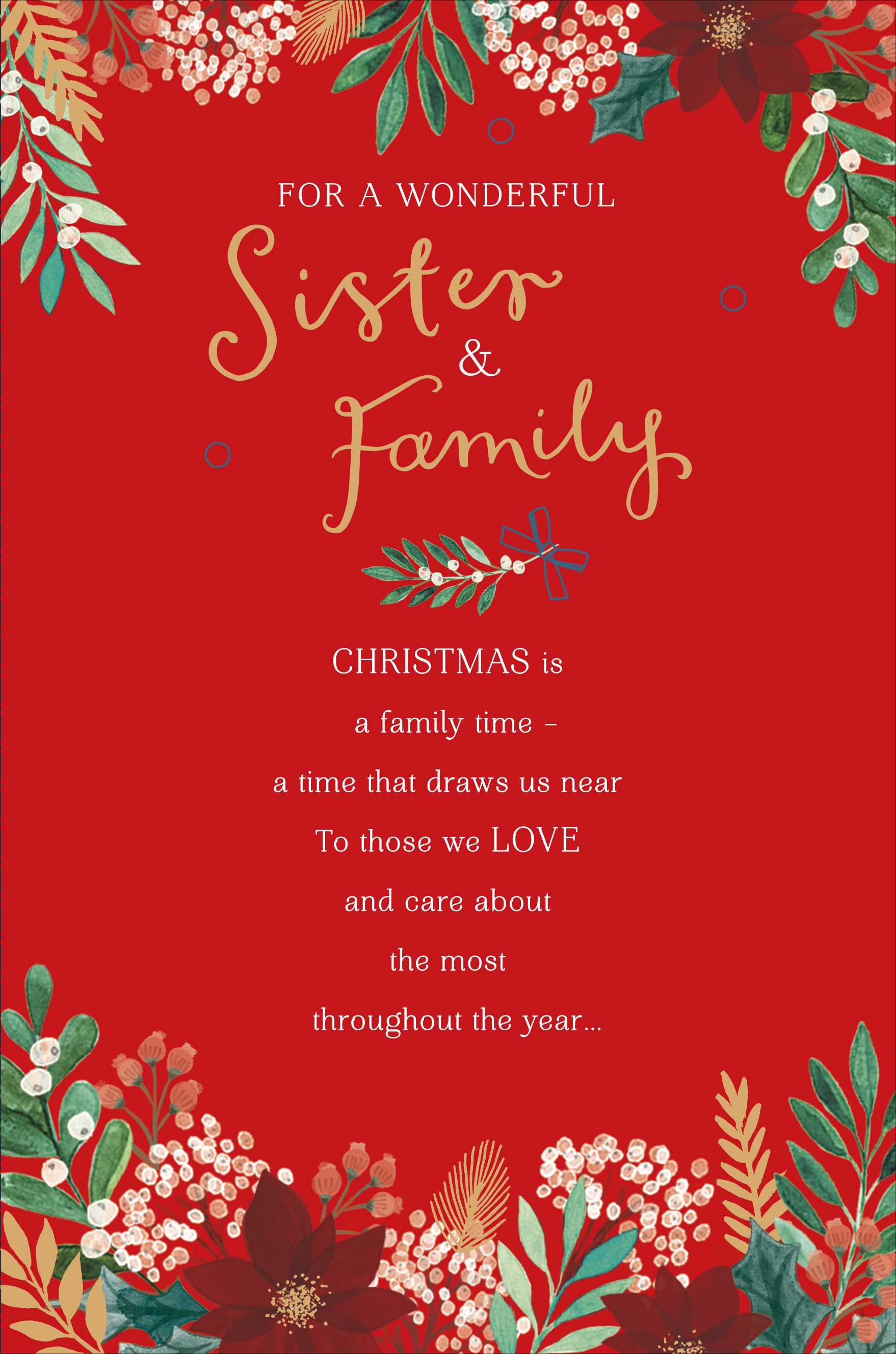 Wonderful Sister Family Traditional Christmas Greeting Card Cards