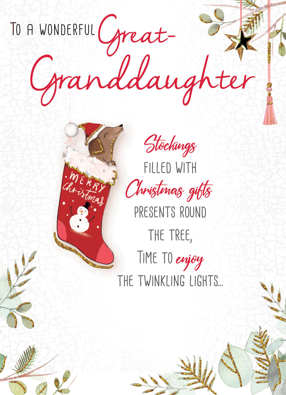 Great Granddaughter Embellished Christmas Card Cards