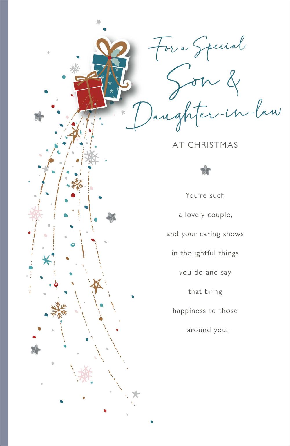 Son And Daughter In Law Traditional Embellished Christmas Card Cards
