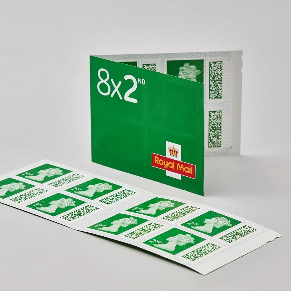 8 X 2nd Class Postage Stamps In Book Cards