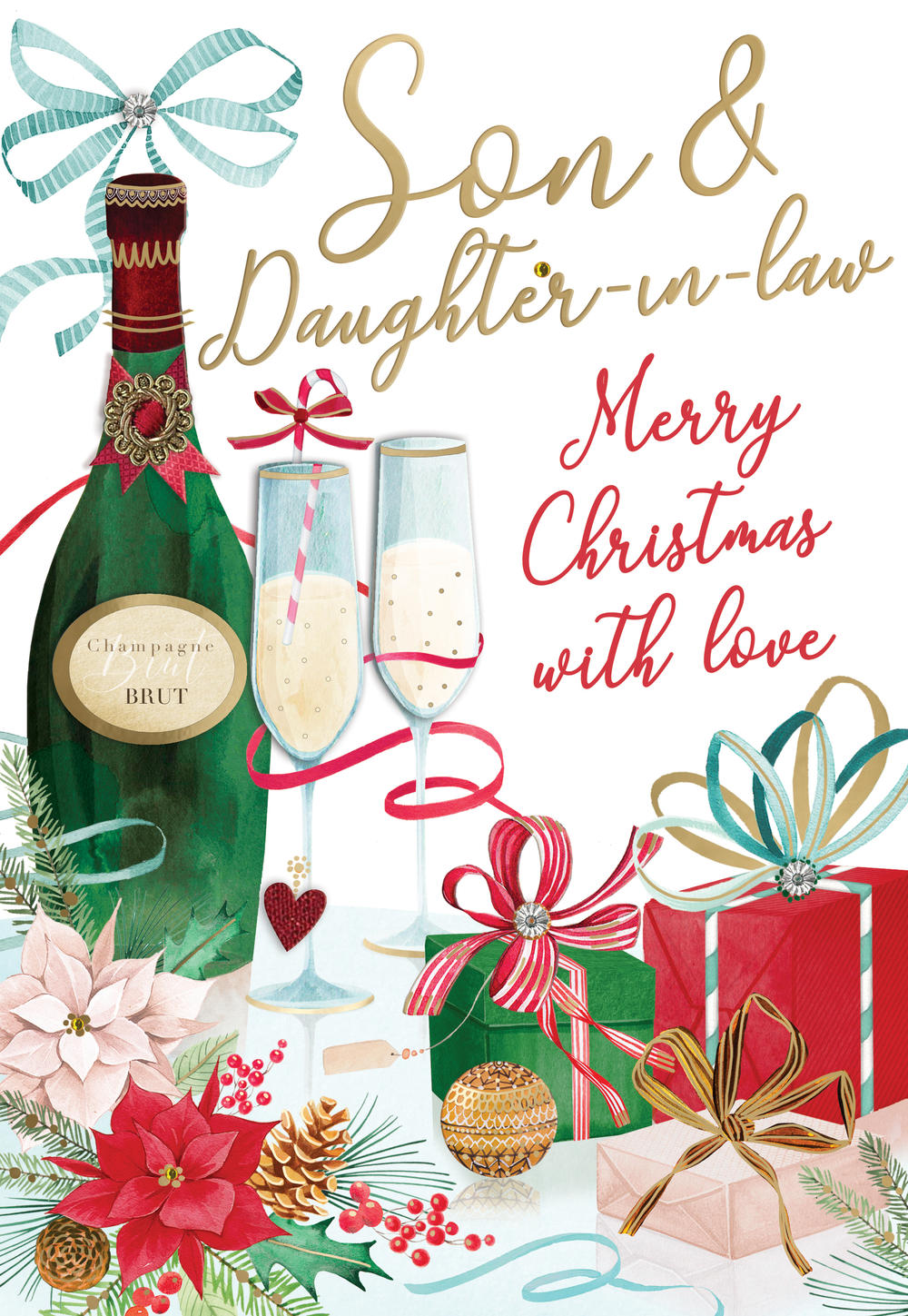 Son And Daughter In Law Embellished Magnifique Christmas Card Cards