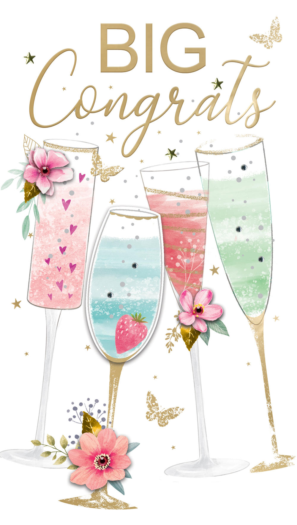 Big Congrats Celebrate Congratulations Card Embellished Champagne ...