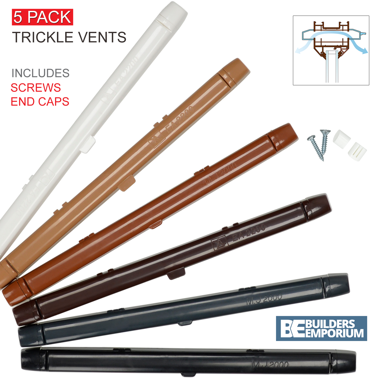 5 x AirAway Trickle Slot Vents 260mm or 410mm Ventilation Upvc & Timber ...