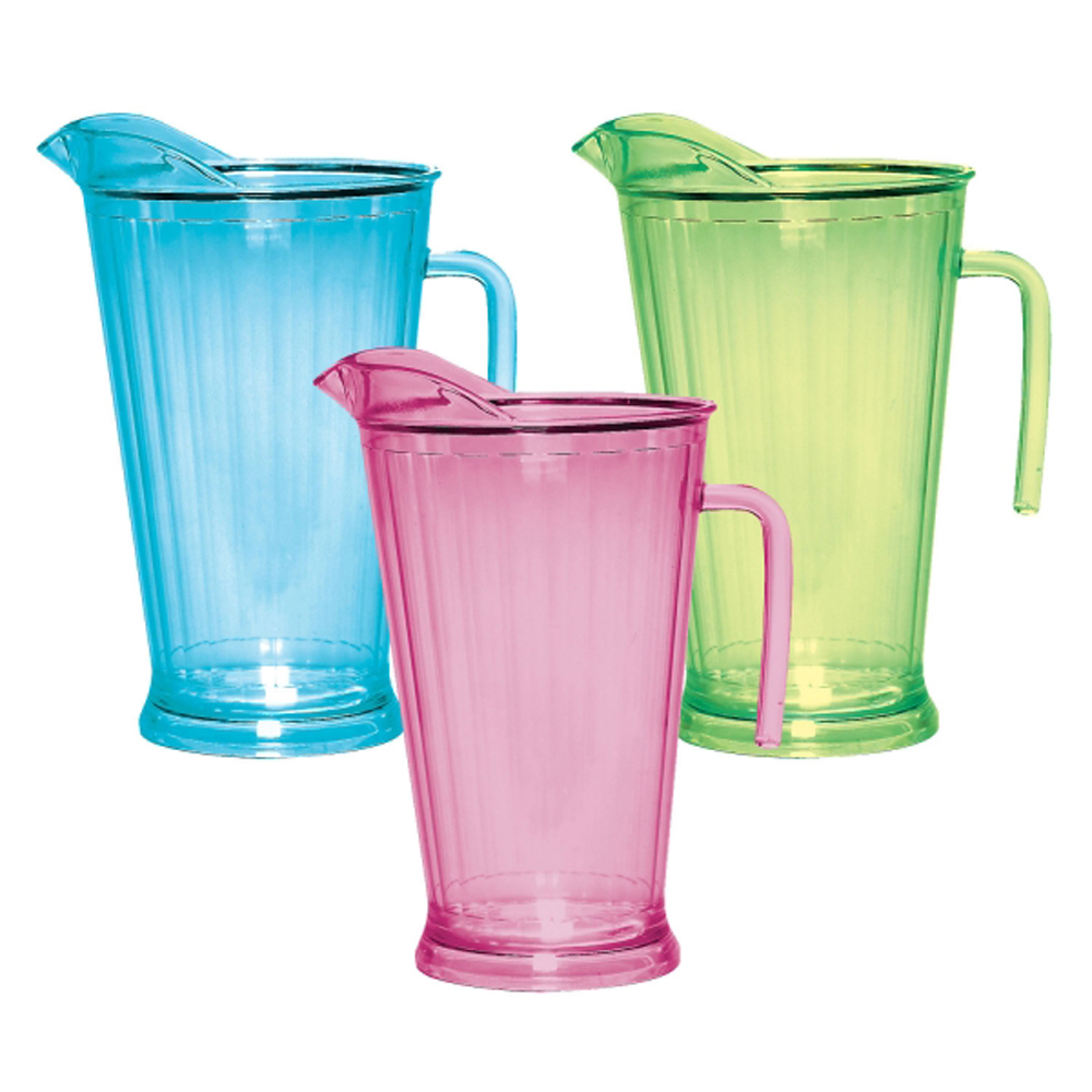 3 x Hawaiian Plastic Pitcher Jugs each 1.8 litre tropical Summer Party ...