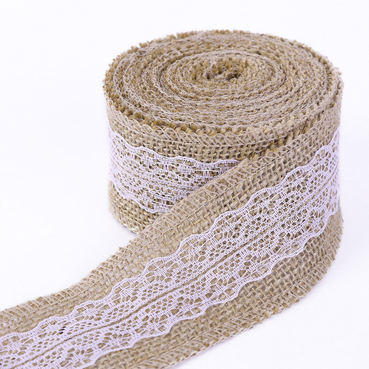 HESSIAN NATURAL JUTE FAVOUR BAGS, TABLE RUNNERS & RIBBONS WITH LACE ...
