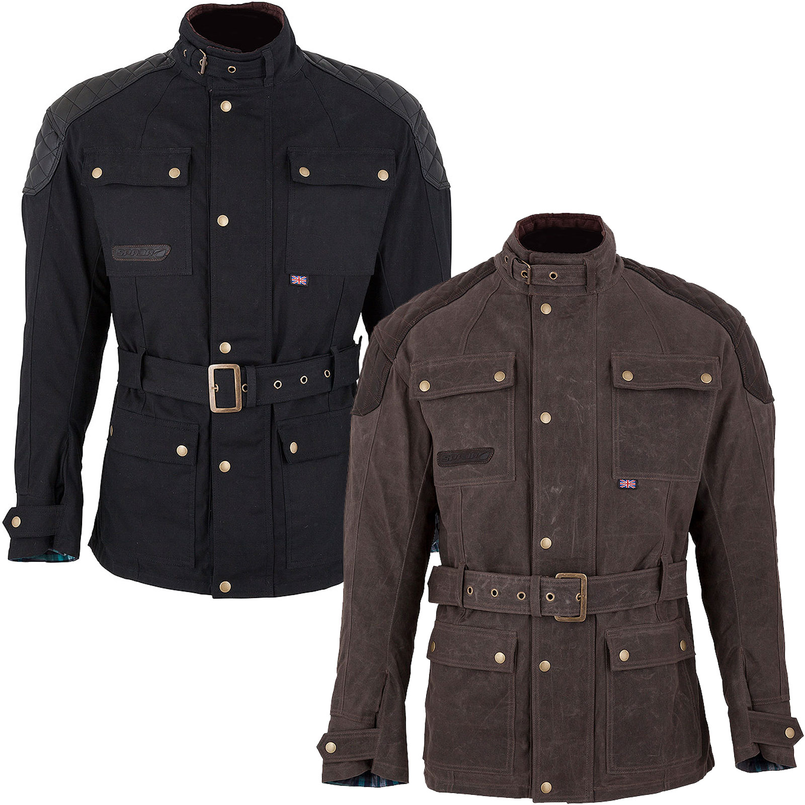 Spada Staffy Mens Wax Cotton Motorcycle Waterproof Jacket Black or ...