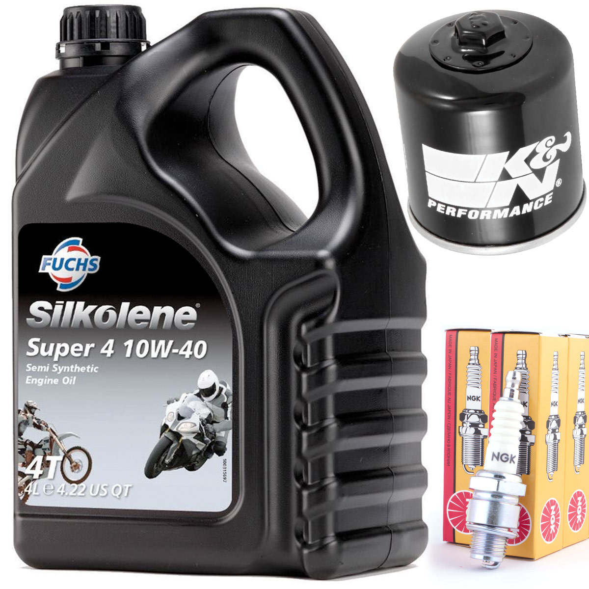 K&N Oil Filter 4 NGK Spark Plugs and 4 Litres Super 4 10w40 Oil | eBay