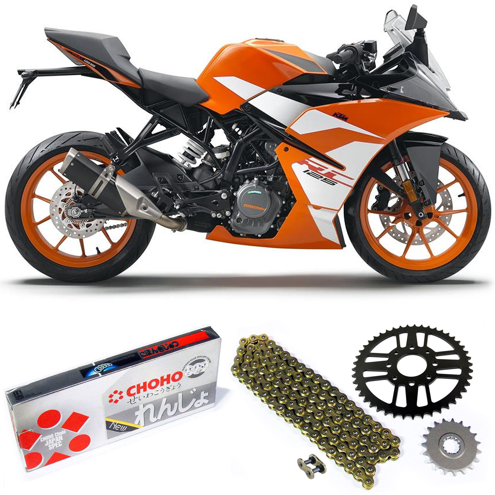 KTM RC 125 2015 Gold Heavy Duty Chain and Sprocket Kit Set RC125 | eBay
