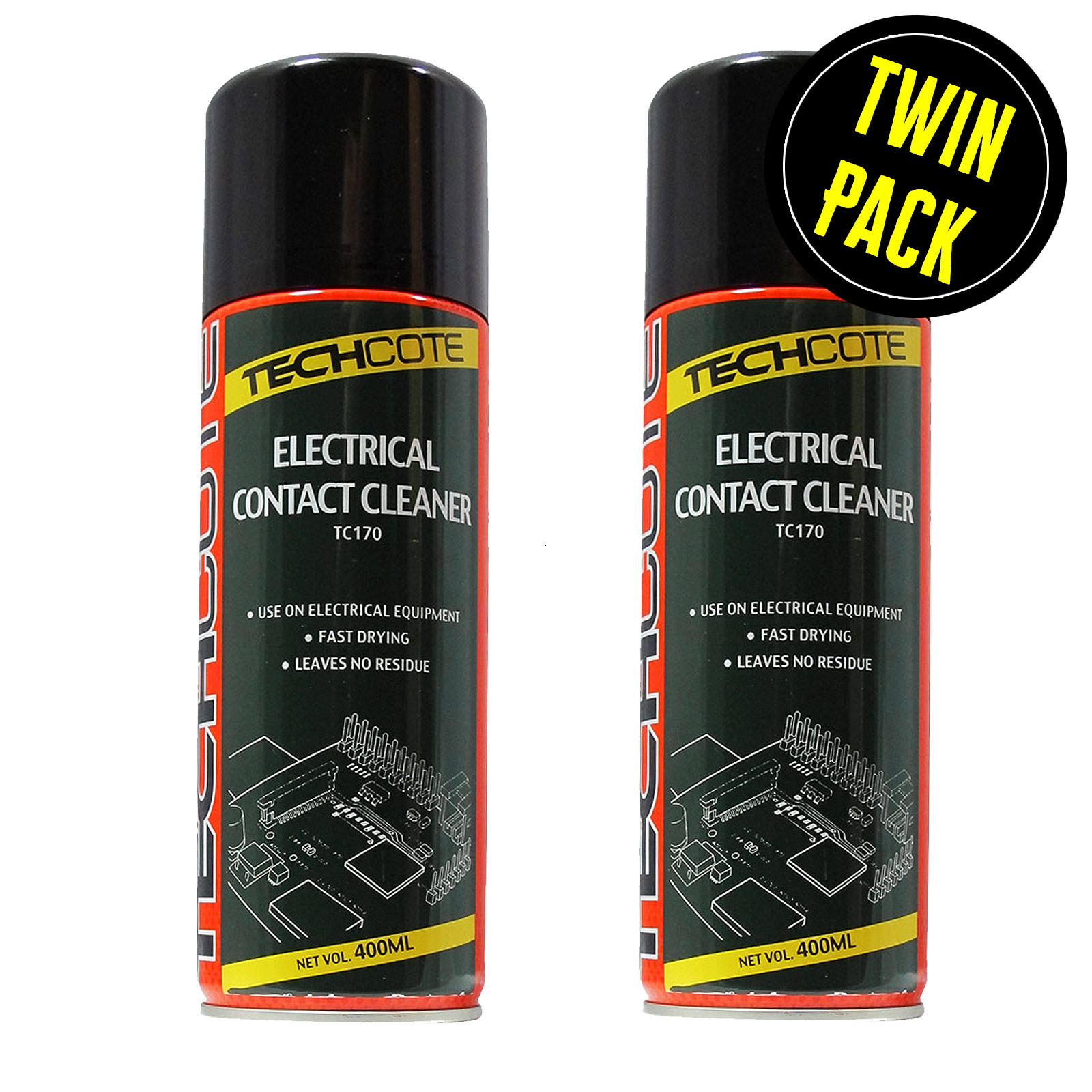 Tech Cote Motorcycle Electrical Contact Cleaner Spray Aerosol 2 x 400ml ...