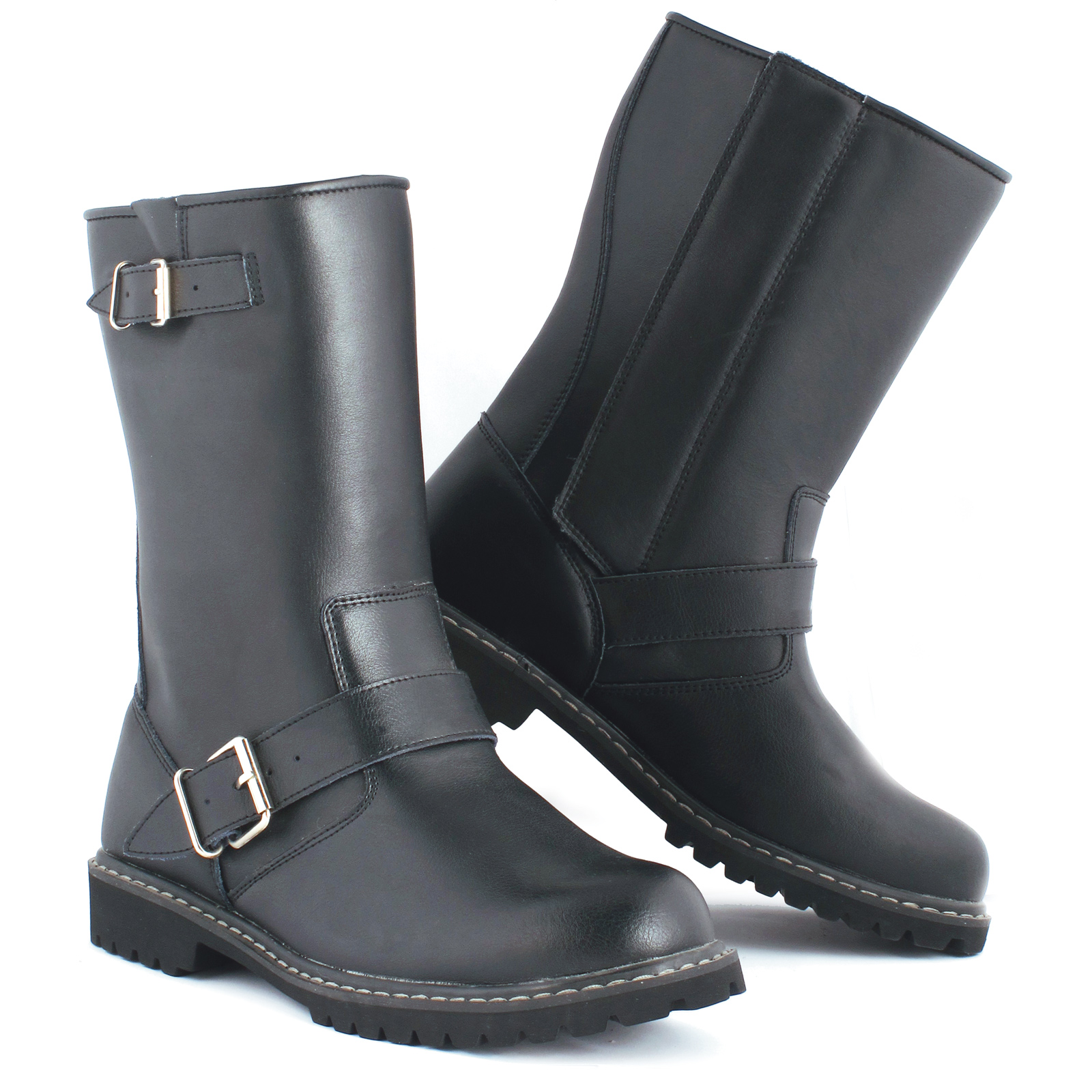 Black Leather Motorbike Custom Waterproof Breathable Motorcycle Boots ...