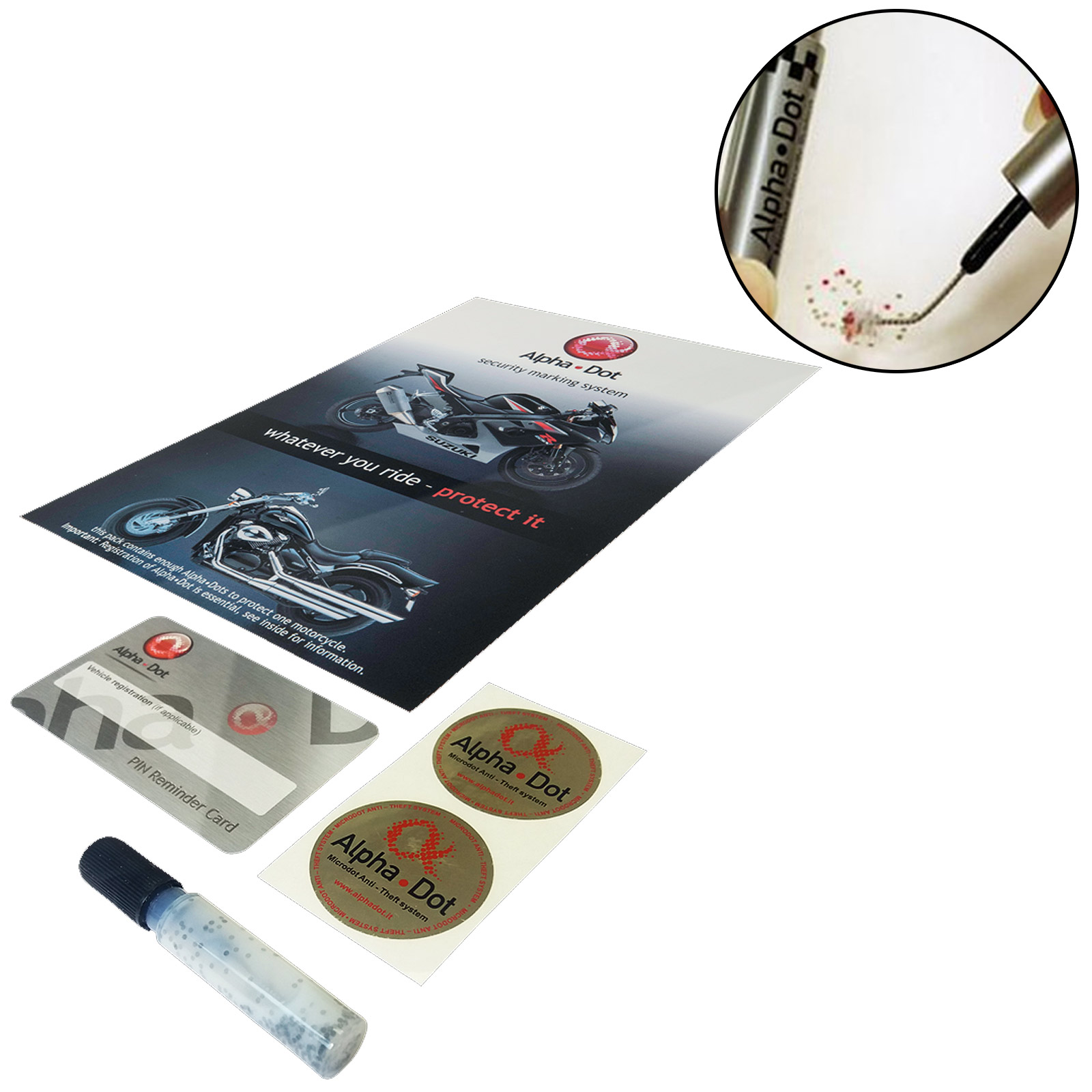 Alpha Dot Motorcycle Motorbike Security Marking Protection Kit Theft ...