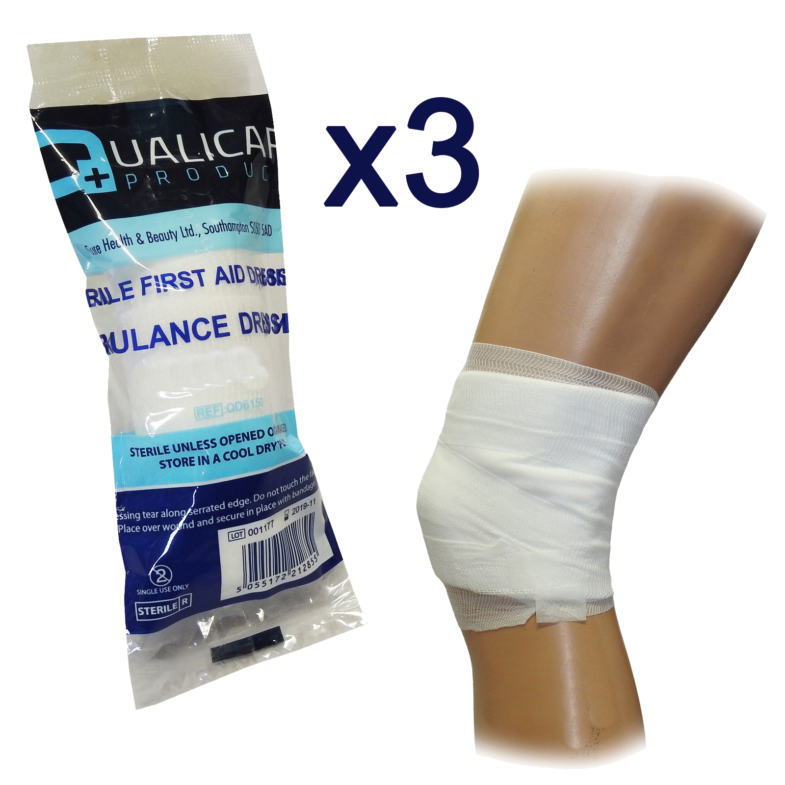 3 x No 2 Emergency Ambulance First Aid Wound Trauma Accident Bandage ...