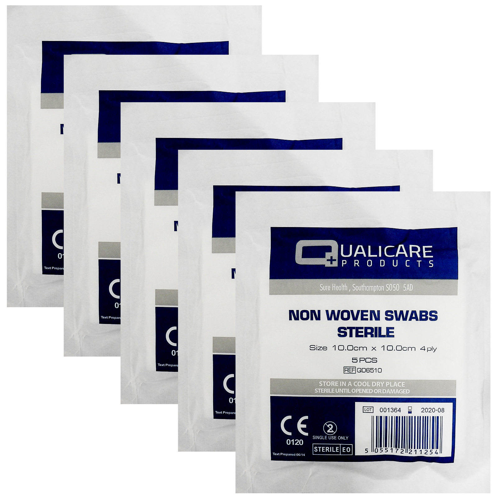 25 x First Aid Qualicare None Woven Sterile 4PLY Blood Gauze Swabs 10cm ...