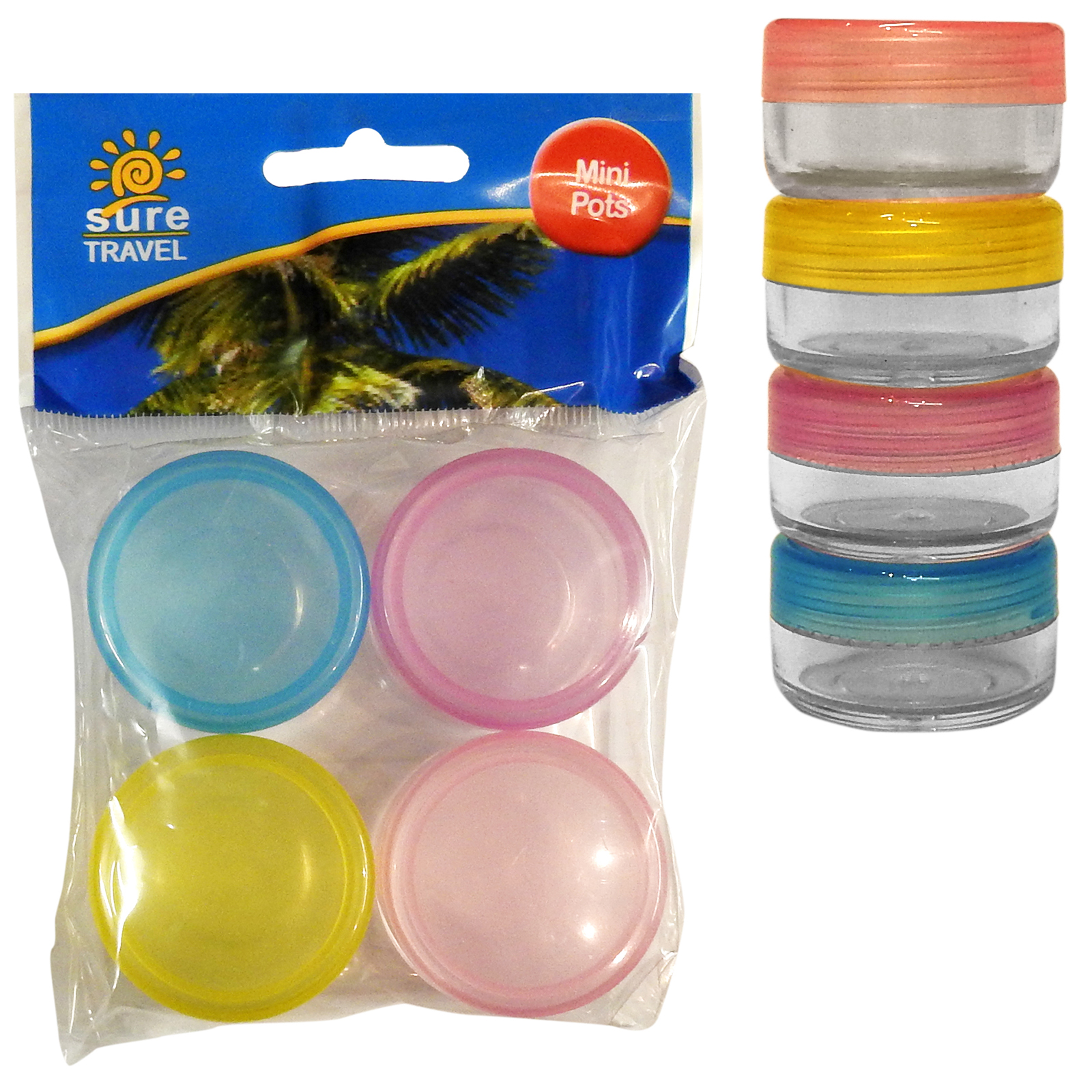 Sure Travel Holiday Clear 20ml Plastic Pot Screw Lid Containers Jars ...