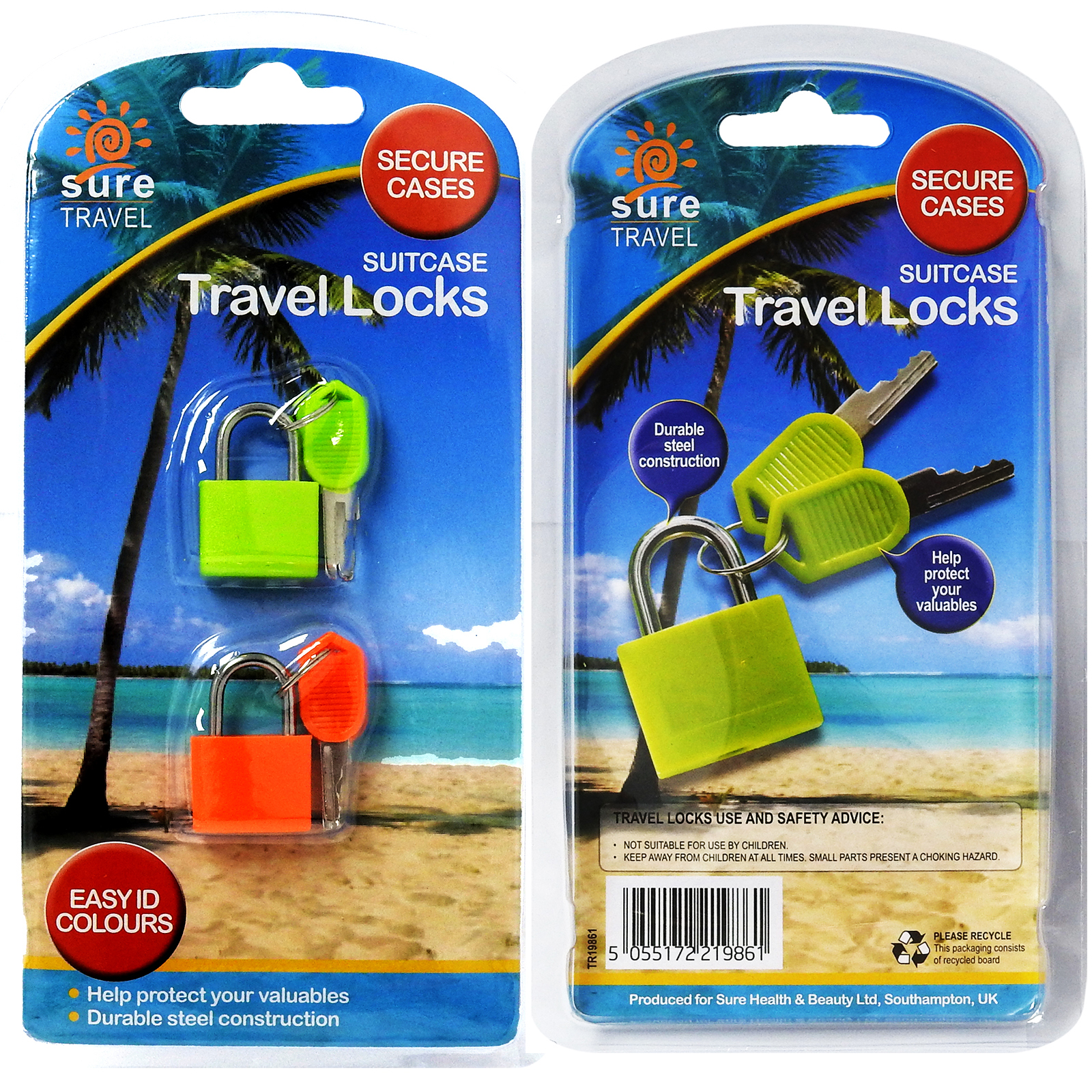 Sure Travel Coloured Mini Luggage Suitcase Baggage Secure Bright ...