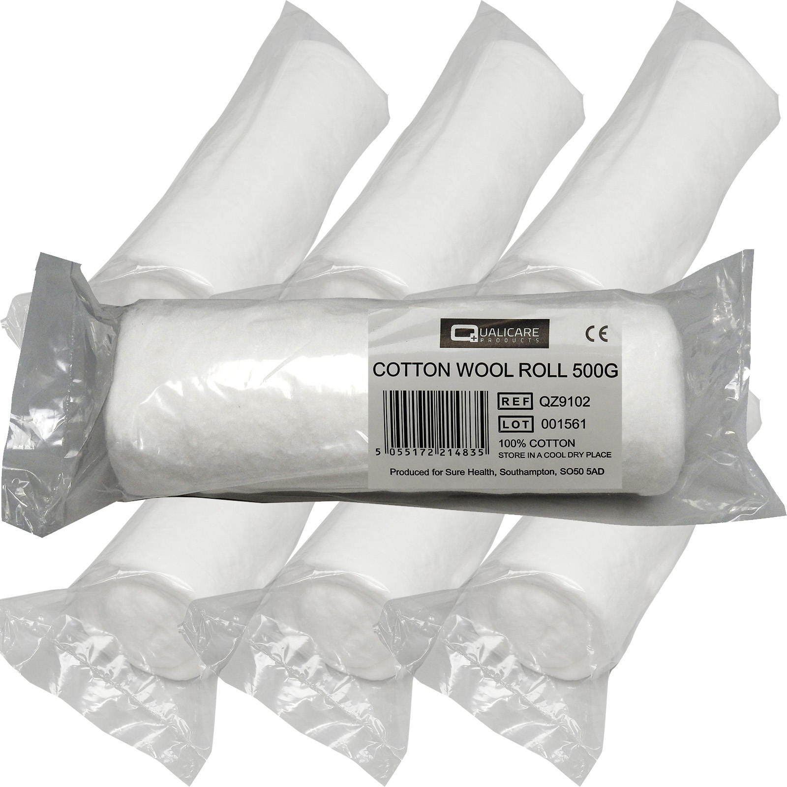 Qualicare Large 3kg Premium First Aid Medical Cotton Wool Roll 6 Pack ...