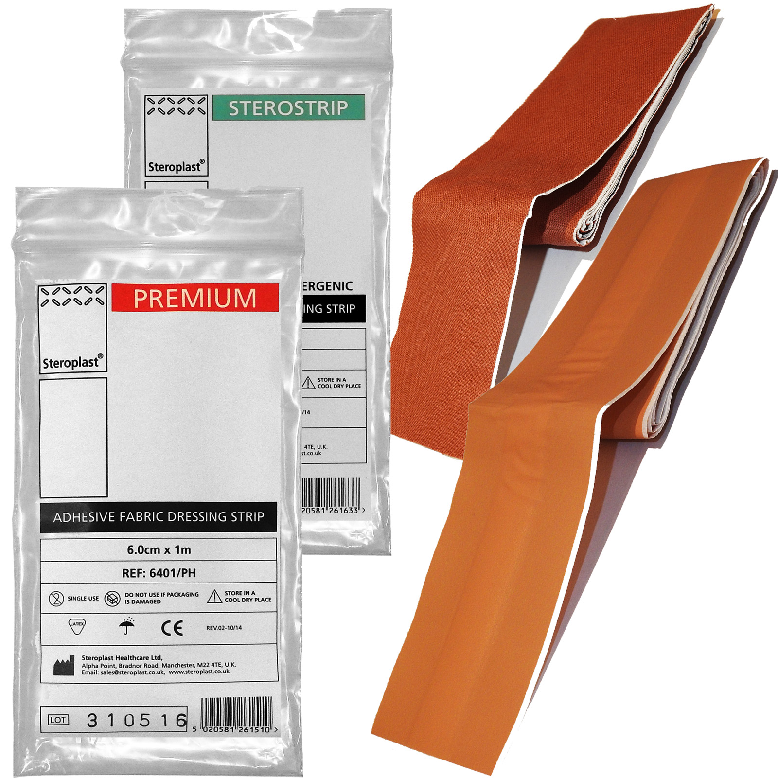 Steroplast 6cm x 1m Wound Cut Washproof Fabric Plaster Strip Roll, Cut ...