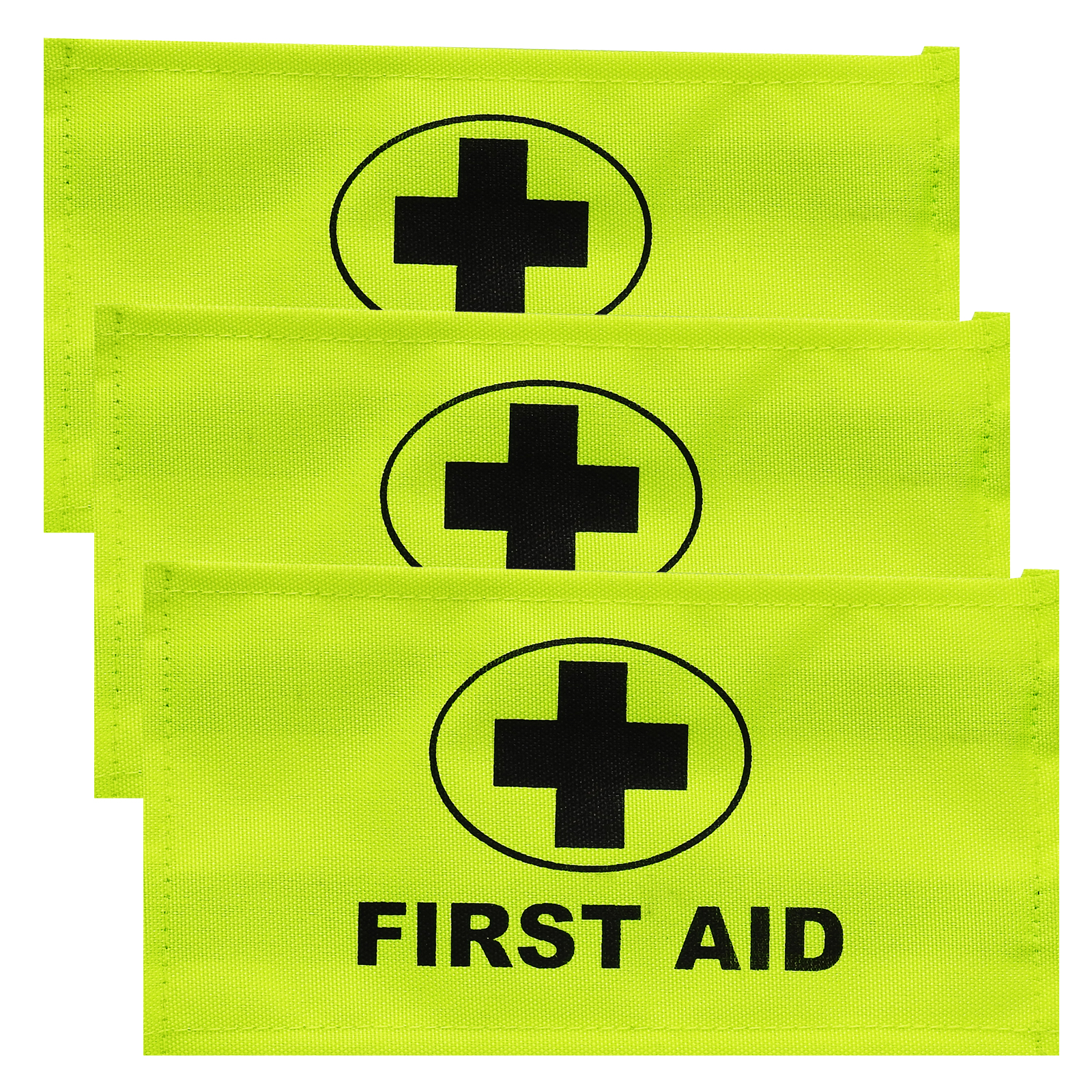 Triple Pack Yellow First Aider Aid ID Identification Armband Badge ...