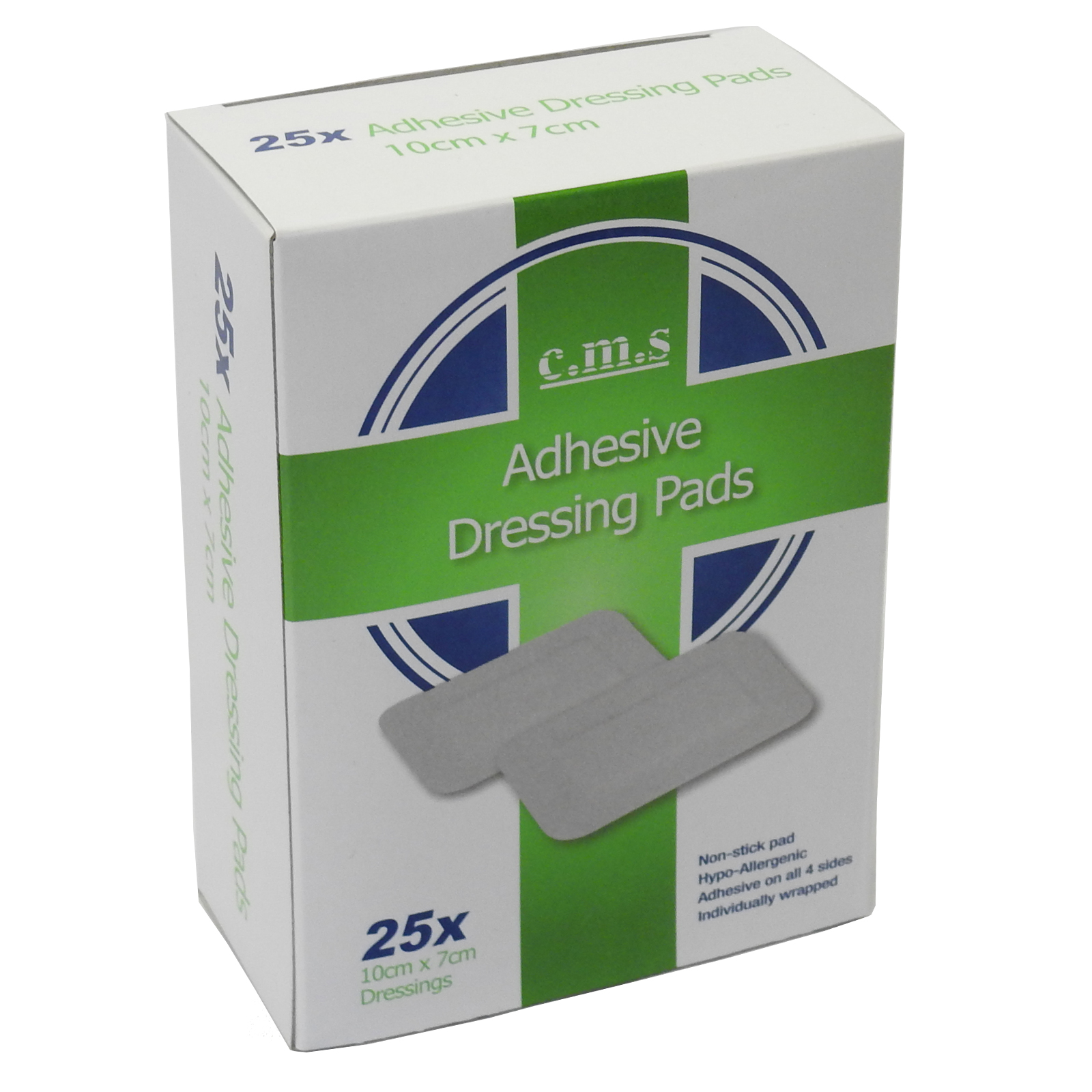 5 x CMS Medical Grade 10 x 7cm Large White Fabric Adhesive Wound Pad ...