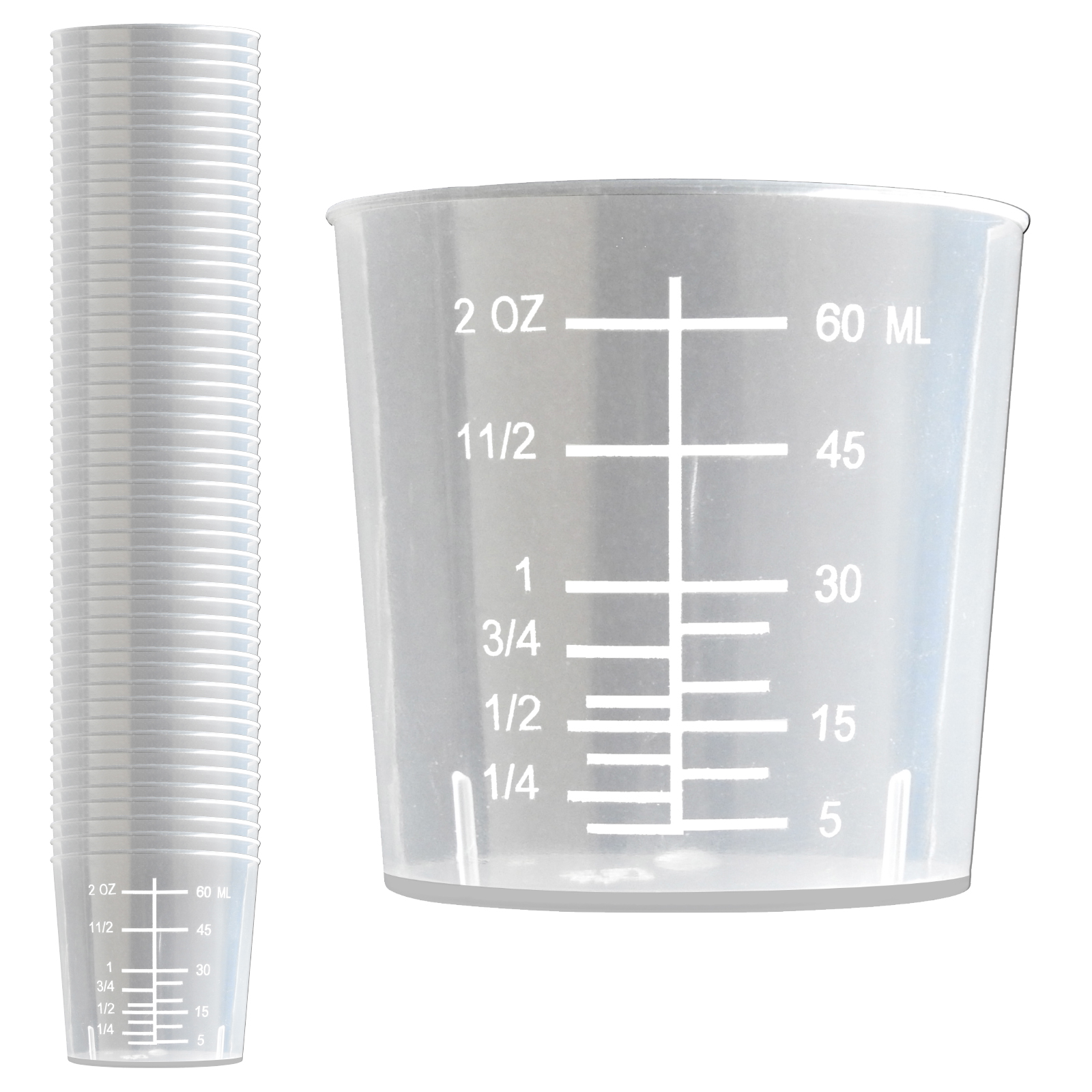 50 Pack, RE-GEN 60ml Clear Plsastic Liquid Medicine Measuring Cup Pot ...